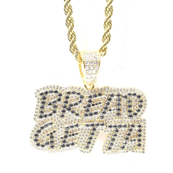 Accessories | 14k Gold Tone Lab Diamond Bread Getta Charm Chain | Poshmark